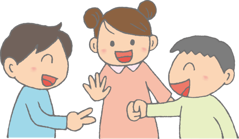 「じゃんけんをする子どもたち（長袖）」のかわいい手書きフリーイラスト | イラストわくわくBOX